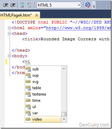 HTML 5 Intellisense In Visual Studio 2010 and 2008